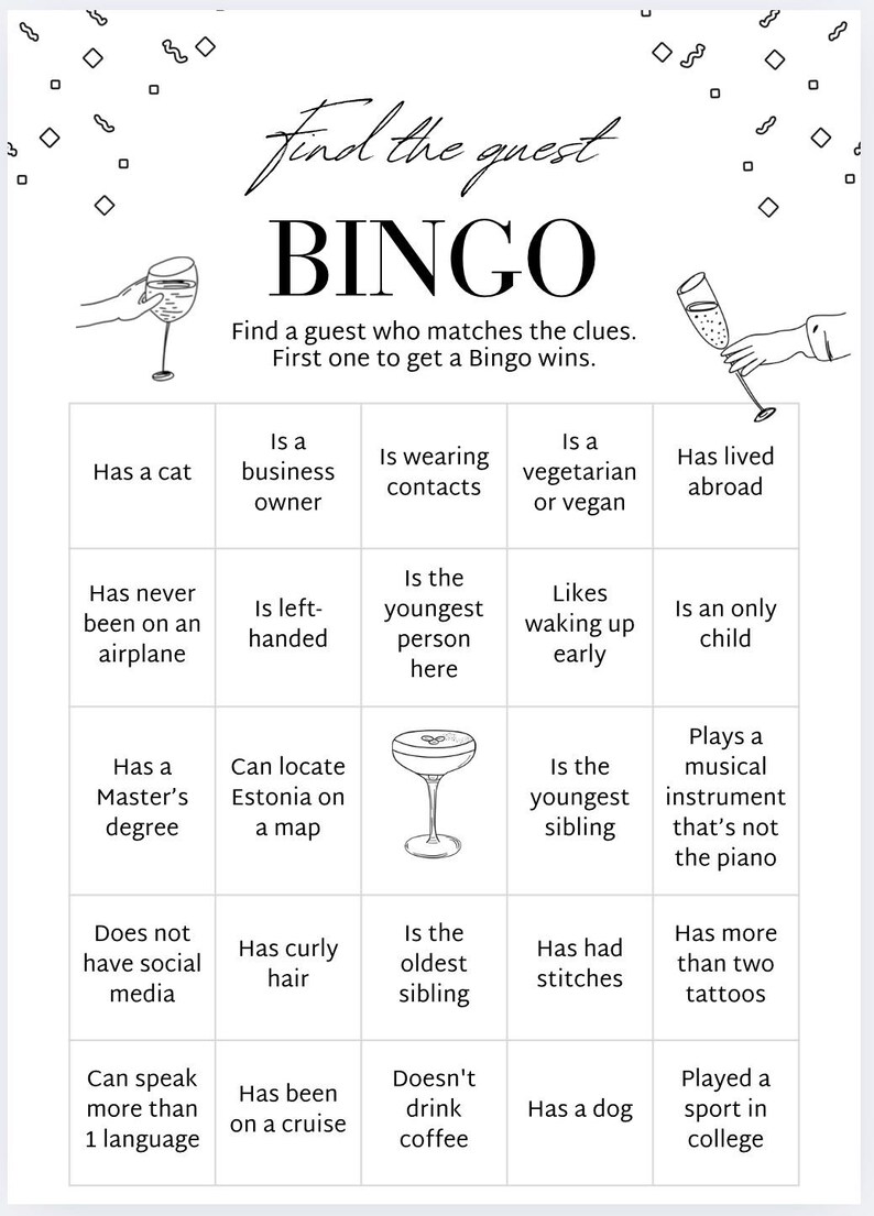 Printable Party Bingo Card - Etsy