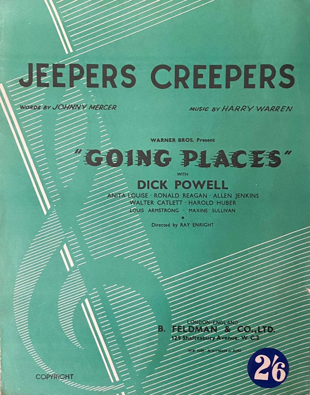 Jeepers Creepers - Words by Johnny Mercer - Music by Harry Warren - Etsy