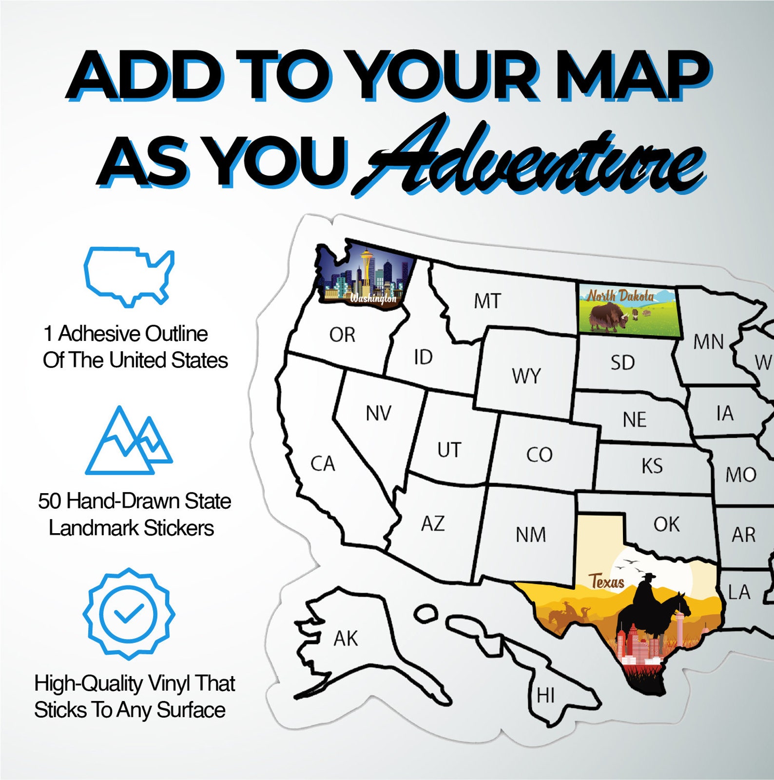 Rv State Sticker Travel Map 23x14 Inch Large Visited USA - Etsy