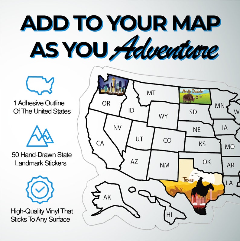 Rv State Sticker Travel Map 23x14 Inch Large Visited USA - Etsy