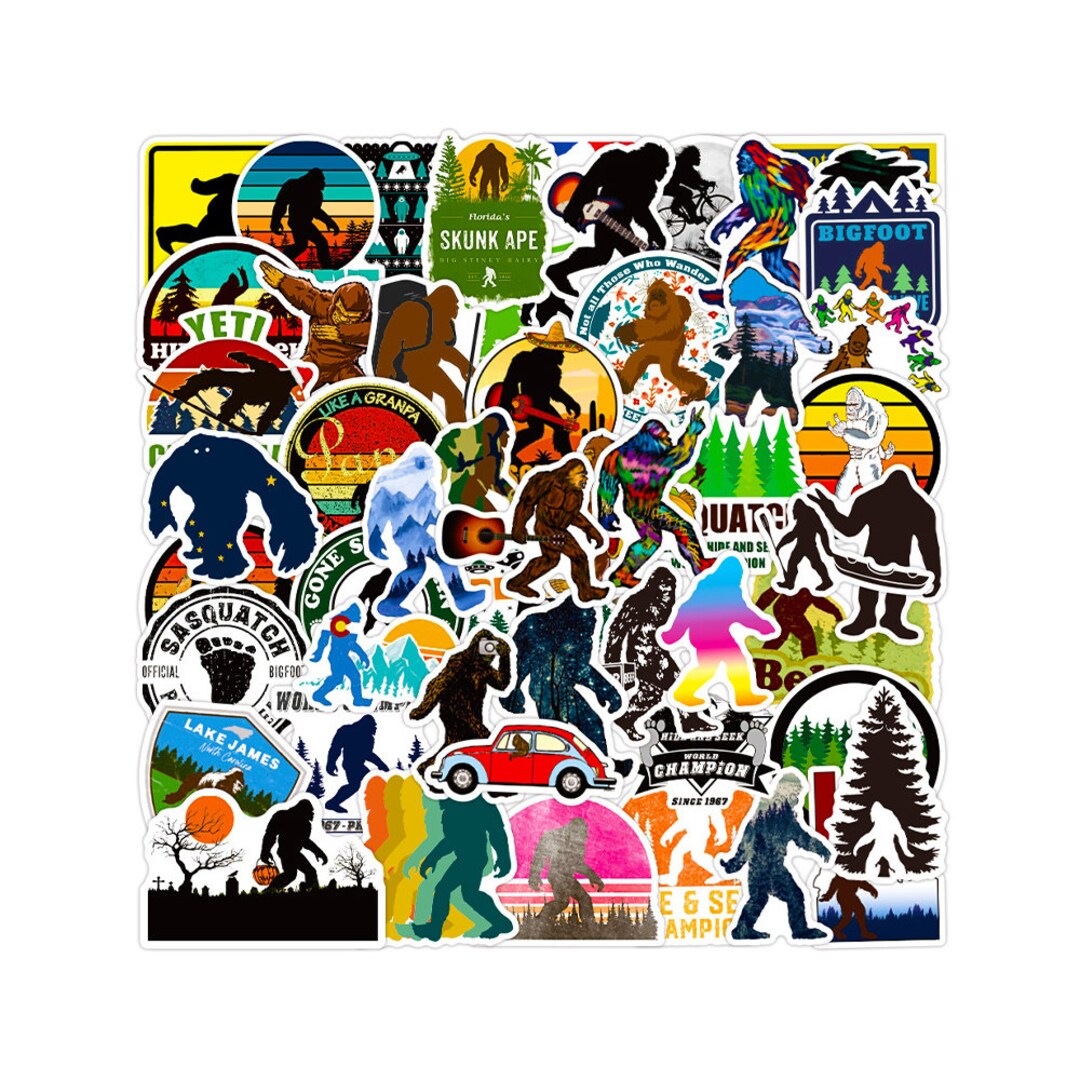 Bigfoot Stickers for Kids, Adults 50pcs Waterproof Bigfoot Sticker Set ...