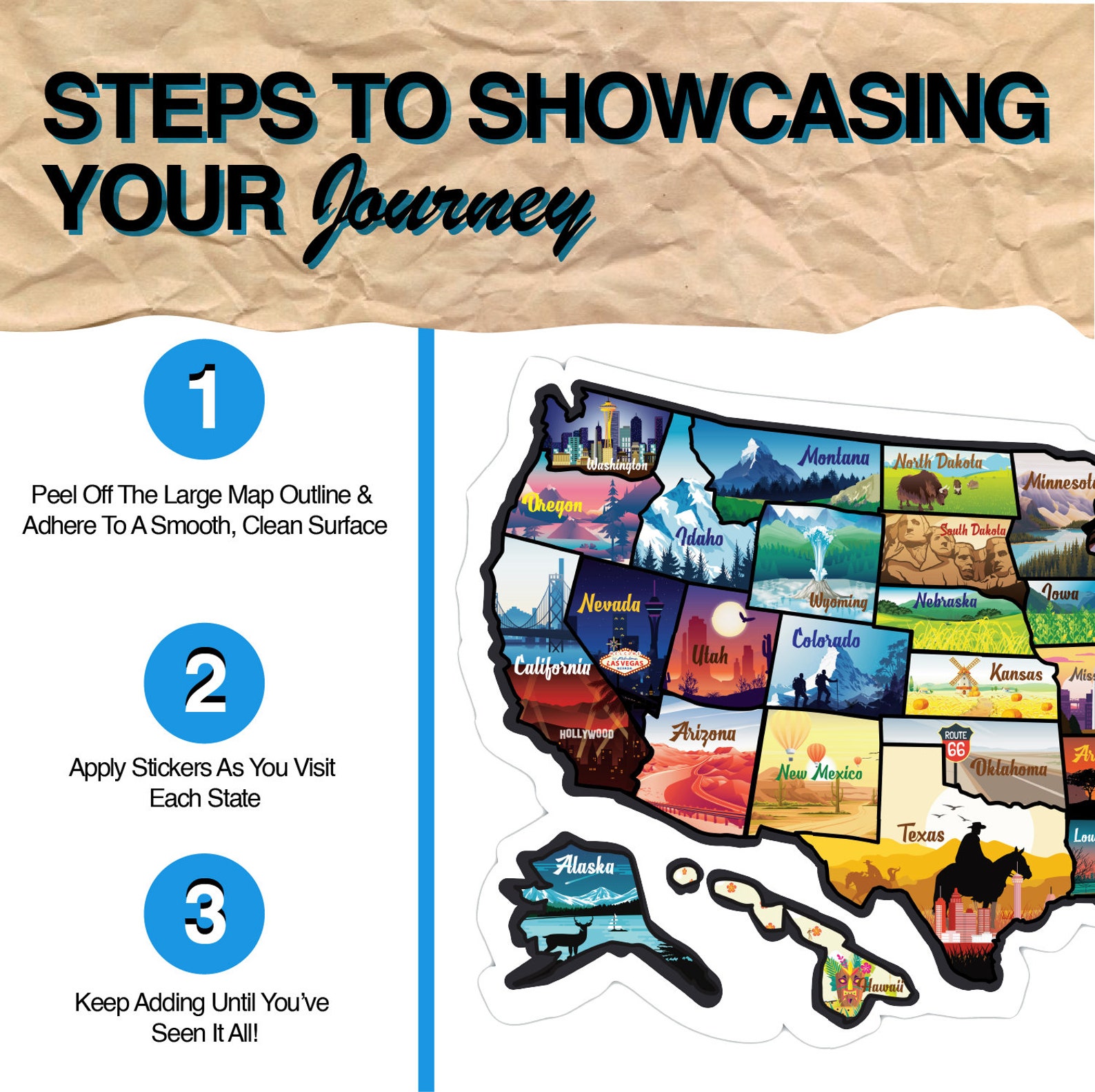 Rv State Sticker Travel Map 23x14 Inch Large Visited USA - Etsy