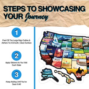 Rv State Sticker Travel Map 23x14 Inch Large Visited USA States Map ...
