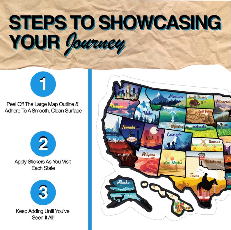 Rv State Sticker Travel Map 23x14 Inch Large Visited USA - Etsy