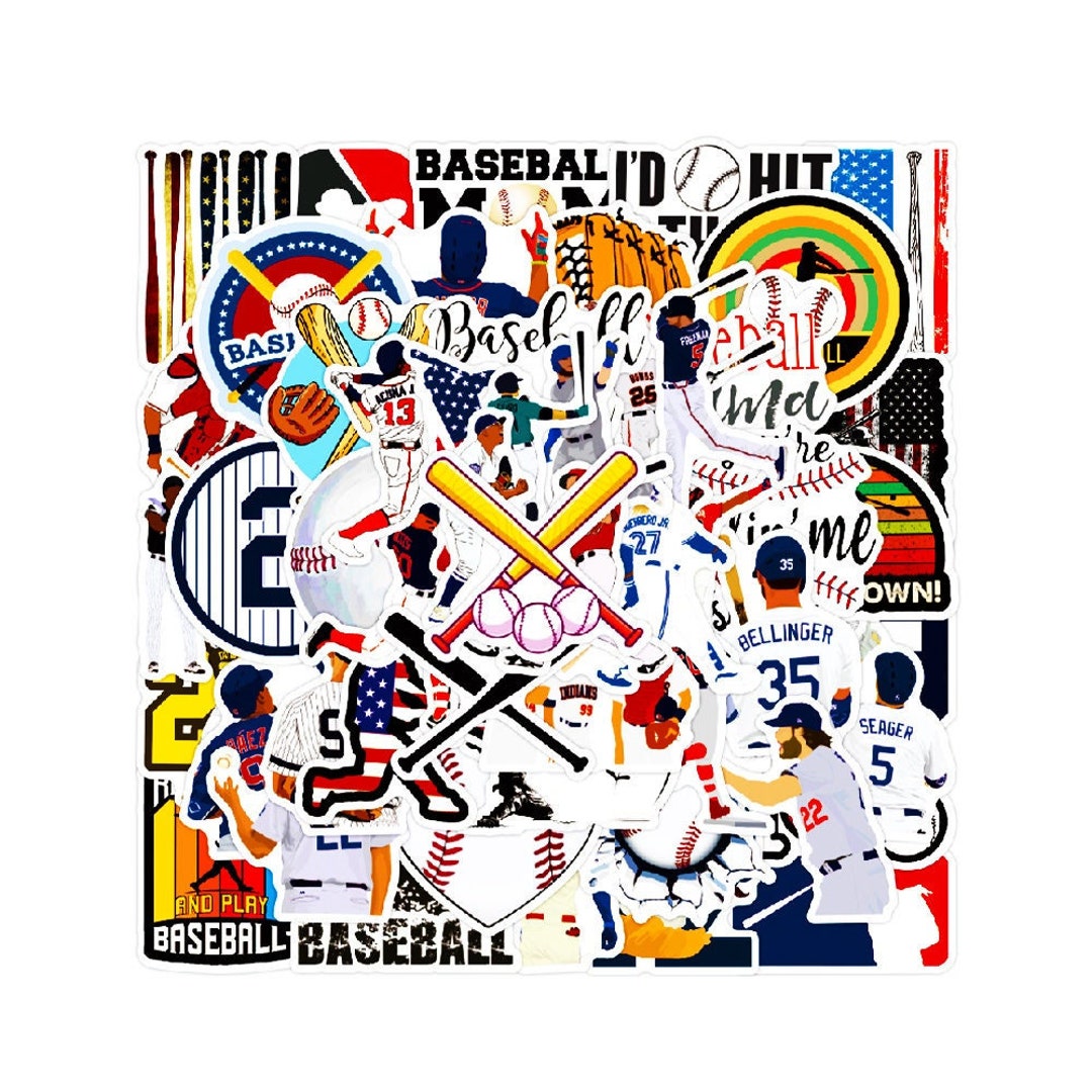Baseball Stickers for Kids and Adults 50pcs Waterproof Baseball Sticker ...