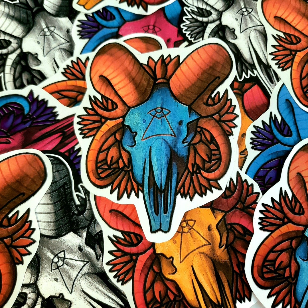 Sheep Skull Vinyl Sticker Animal Skull Sticker Occult - Etsy