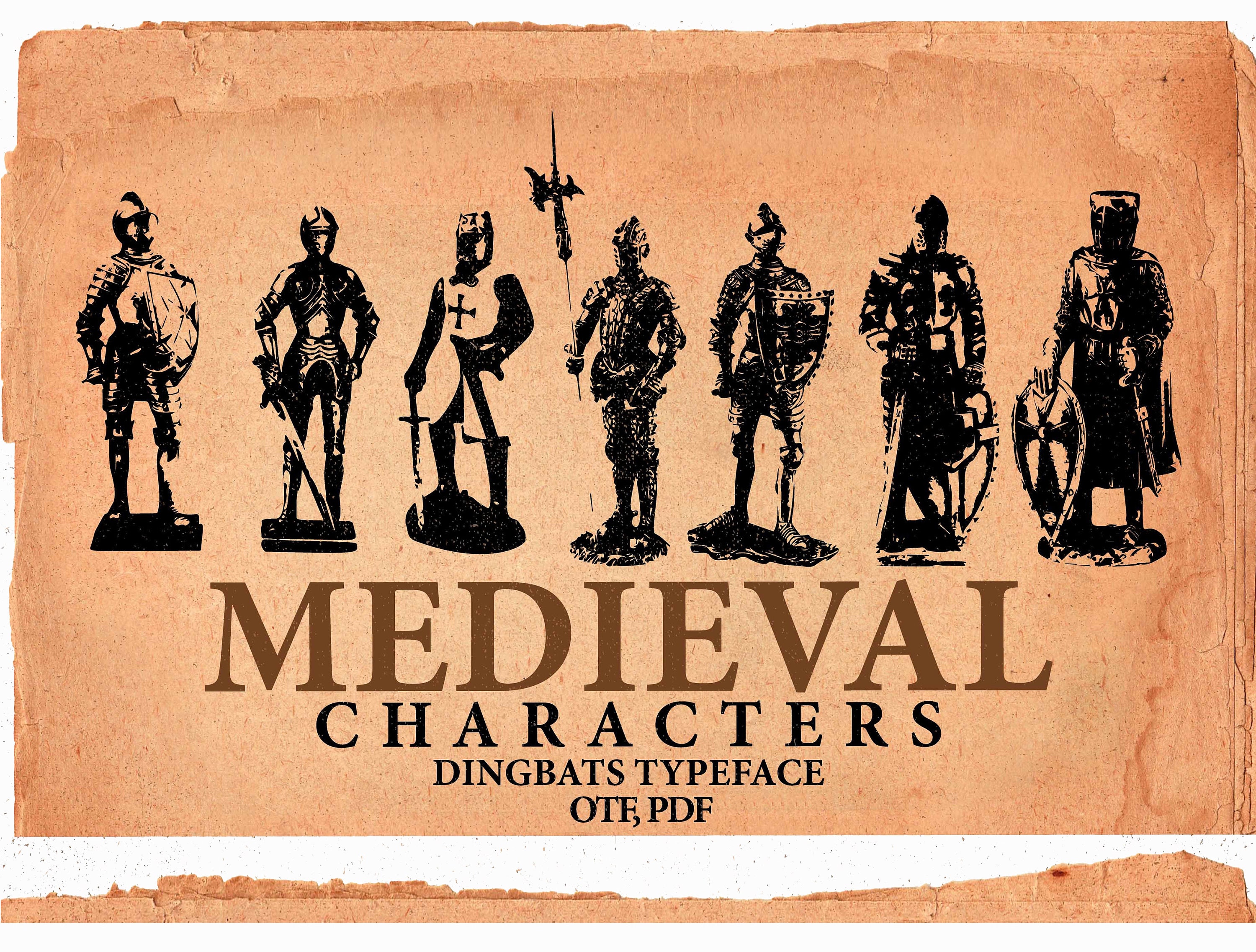 Medieval Characters Vector Clipart Dingbats Font - Etsy