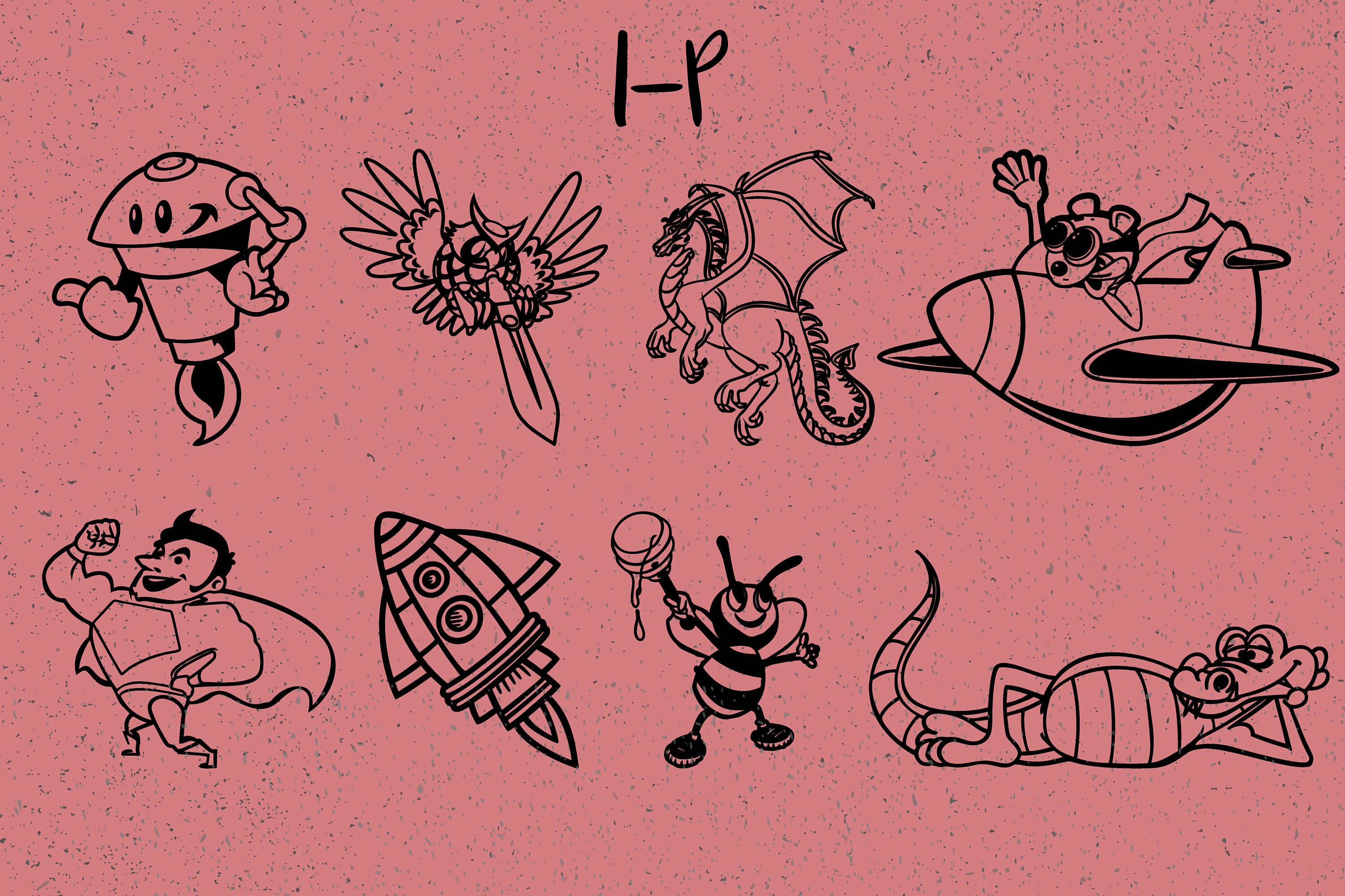 Stickers Cartoon Doodles Clipart Vector Line Art Dingbats Font Stickers ...