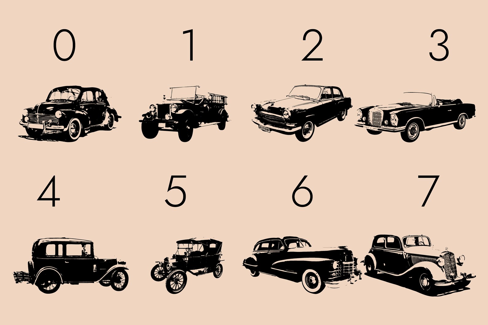 Vintage Cars Dingbats Font, Vintage Cars Symbols, Vintage Cars ...