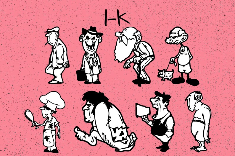 People Cartoons Clipart: Vector Dingbats Font (coloring Pages) - Etsy