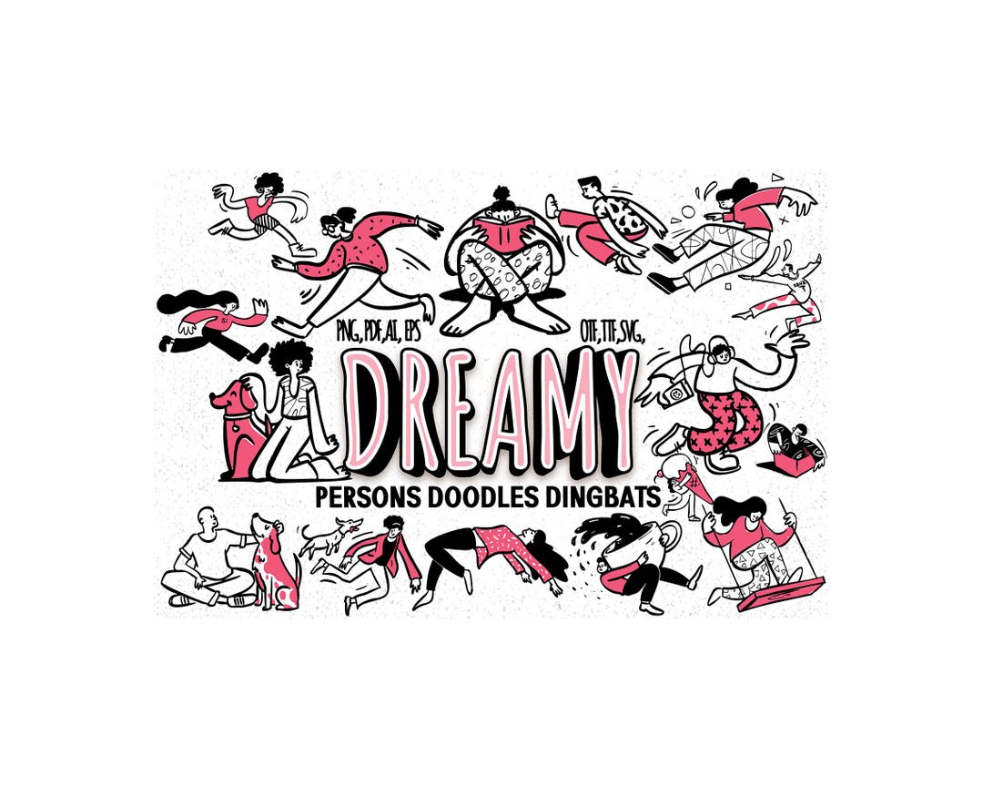 Dreamy Persons - Dingbat Font - Dreamy People Fonts - Doodles Dingbats ...