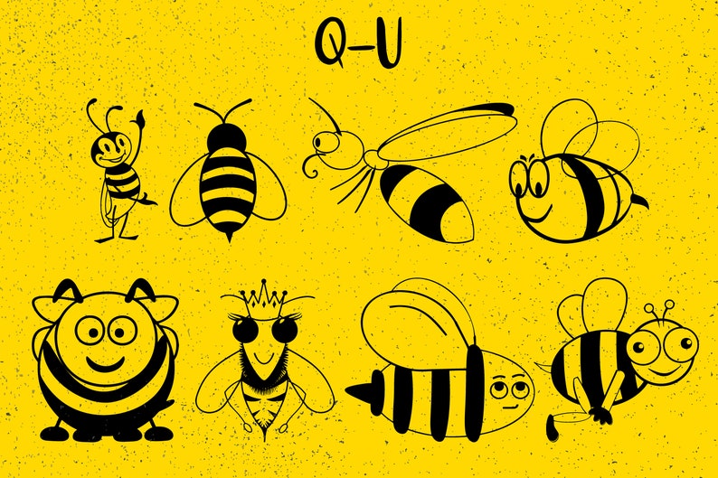 Bee Cute 40 Bees Doodles Line Art Illustrations Dingbats - Etsy