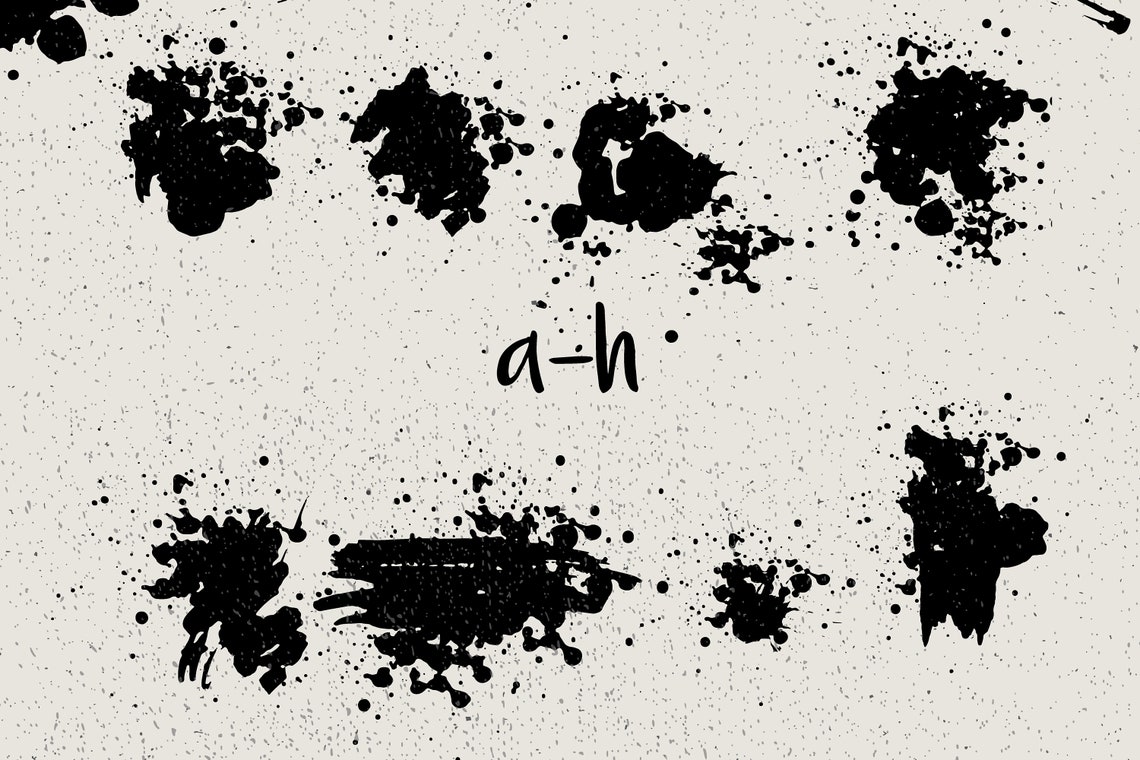 Ink Splashes Dingbats Font: 62 Unique Paint Brushes (digital Download ...