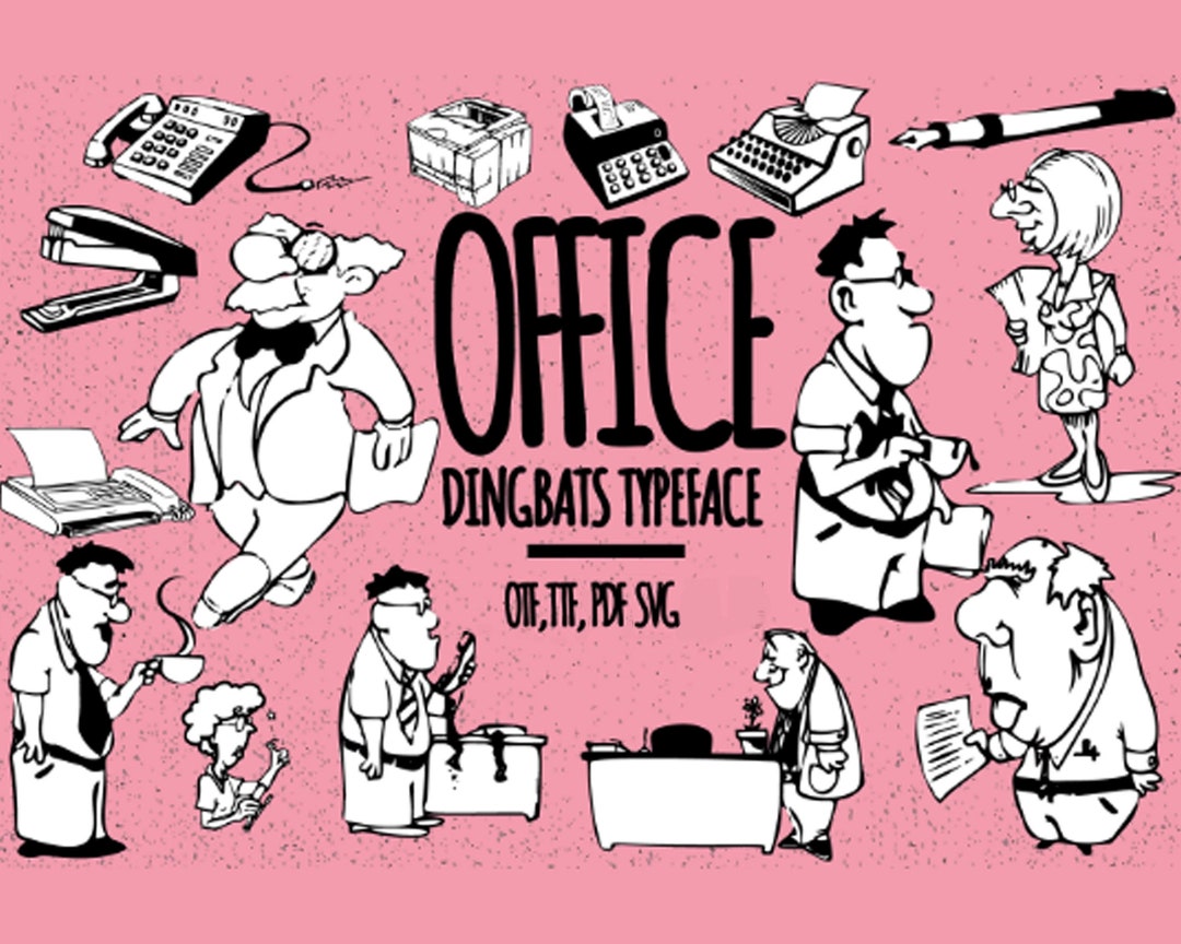 Office Cartoons Characters Cliparts Dingbats Font - Etsy