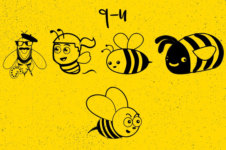Bee Cute 40 Bees Doodles Line Art Illustrations Dingbats - Etsy