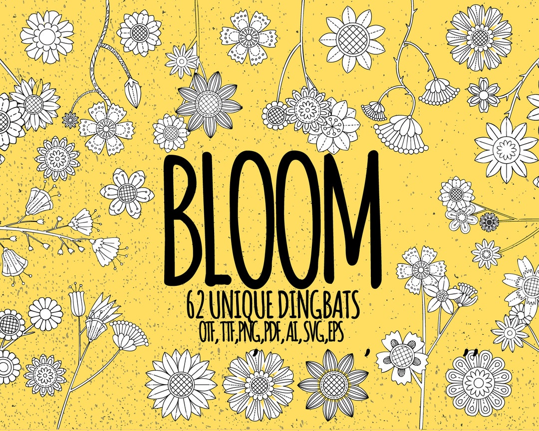 Bloom: Hand-drawn Flowers Dingbats Font (digital Download) - Etsy