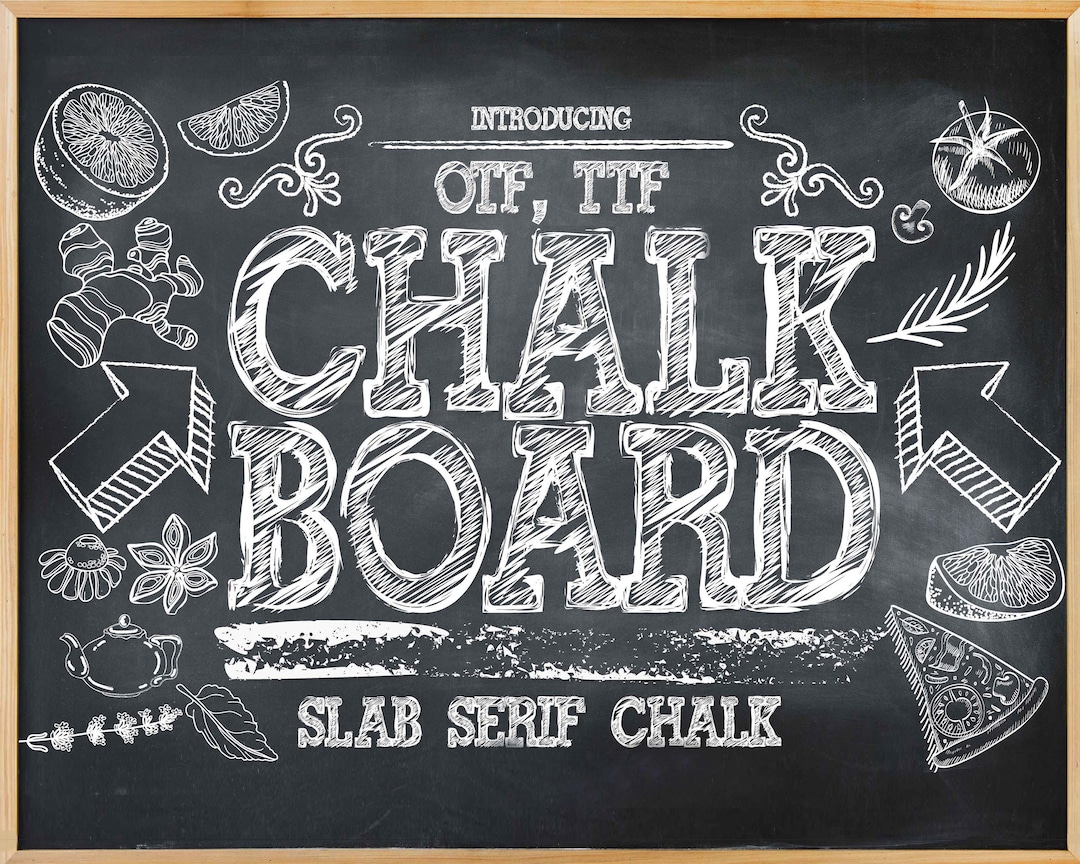 Chalkboard Decorative Slab Serif - Realistic Chalk Effect Font - Etsy