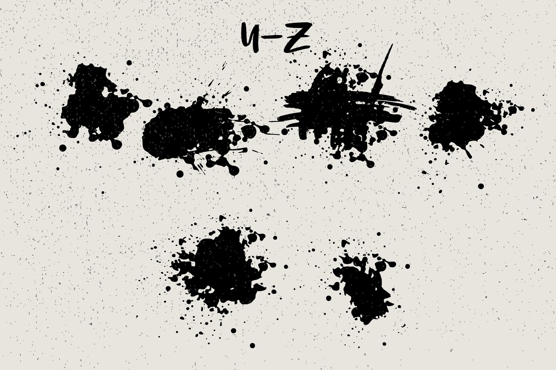 Ink Splashes Dingbats Font: 62 Unique Paint Brushes (digital Download ...