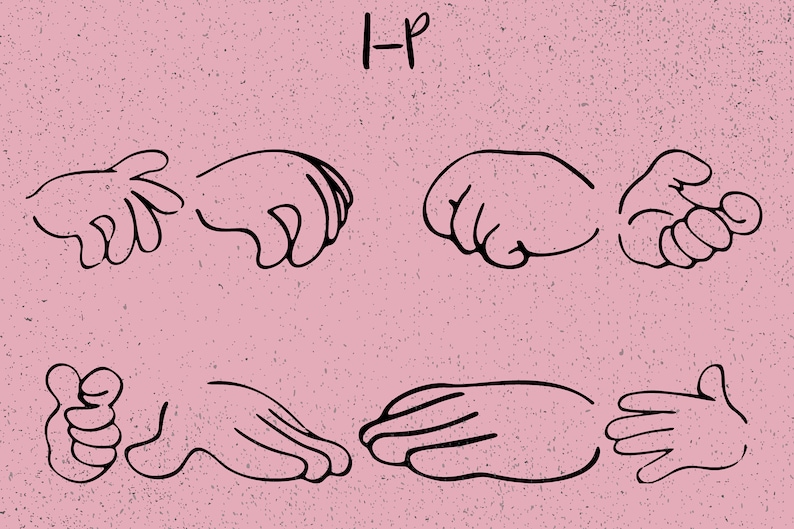 40 Hands Illustration Cartoon Drawing Style Dingbats Font - Etsy