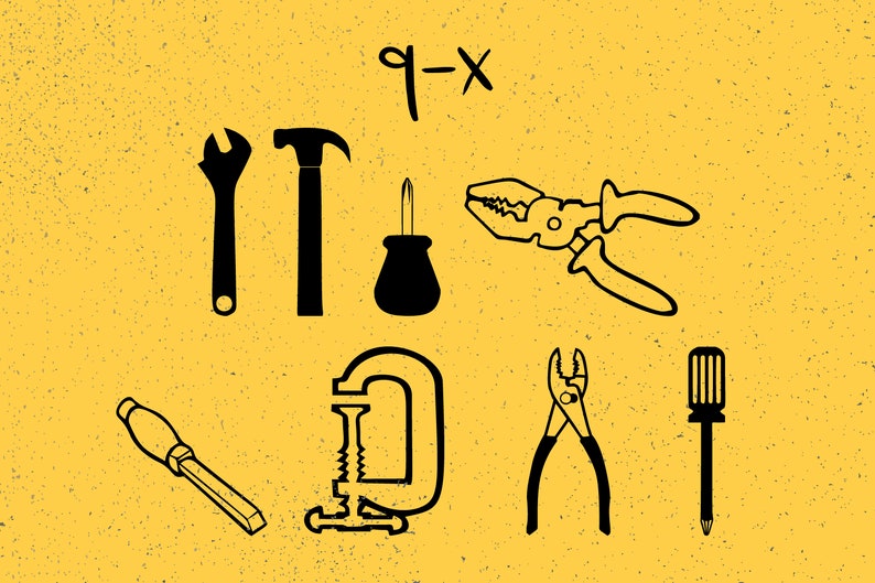 62 Tools, Gears and Hardware Doodles, Line Art Illustrations Dingbats ...