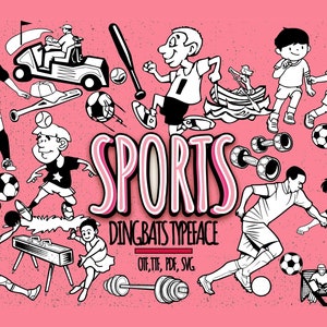 Sports Cartoon Doodles: Vector Clipart Dingbats Font - Etsy