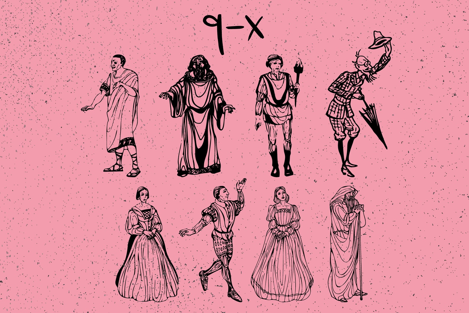 Drama Characters Dingbats Font: People & Caricature Designs - Etsy