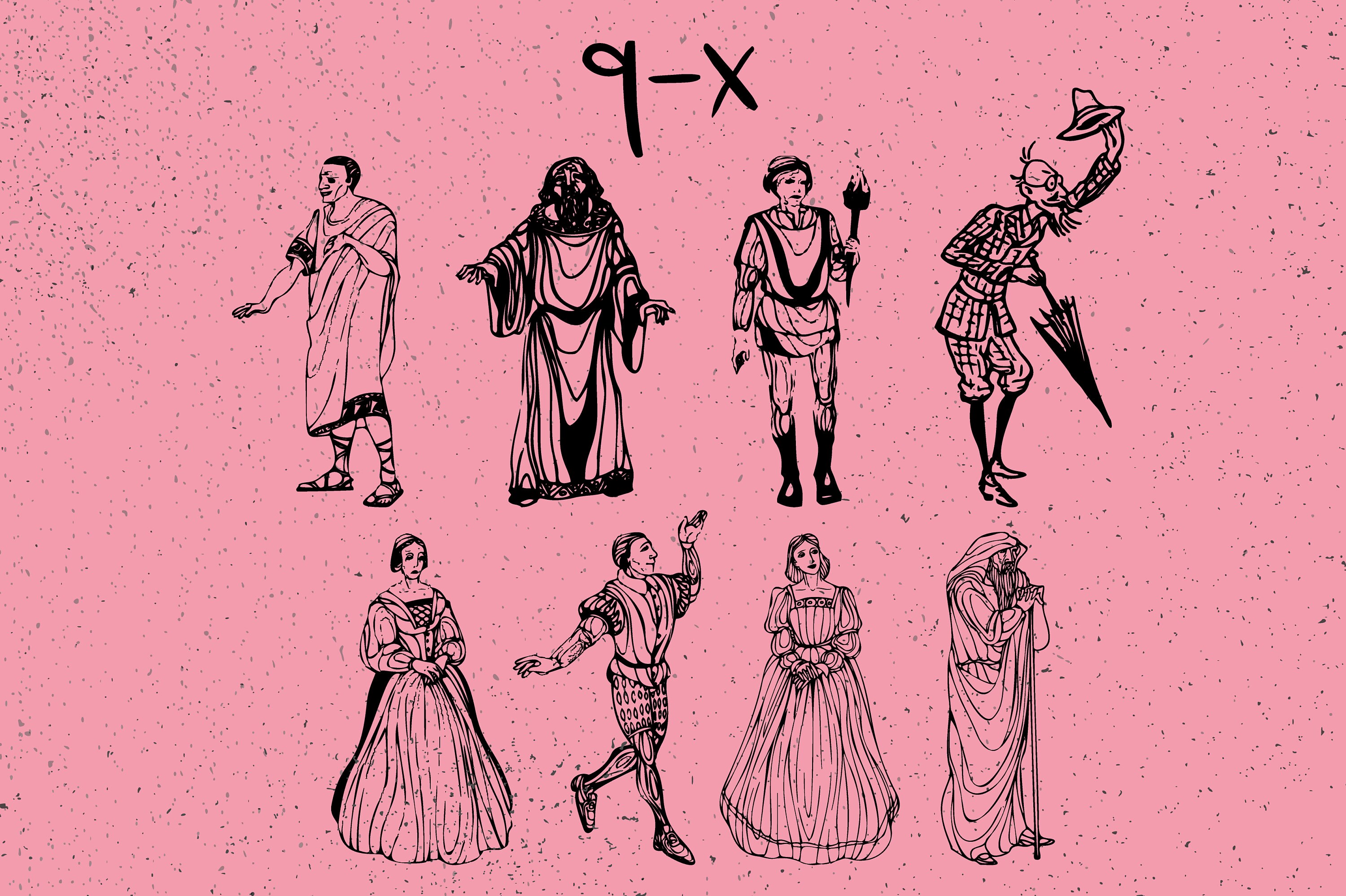 Drama Characters Dingbats Font: People & Caricature Designs - Etsy