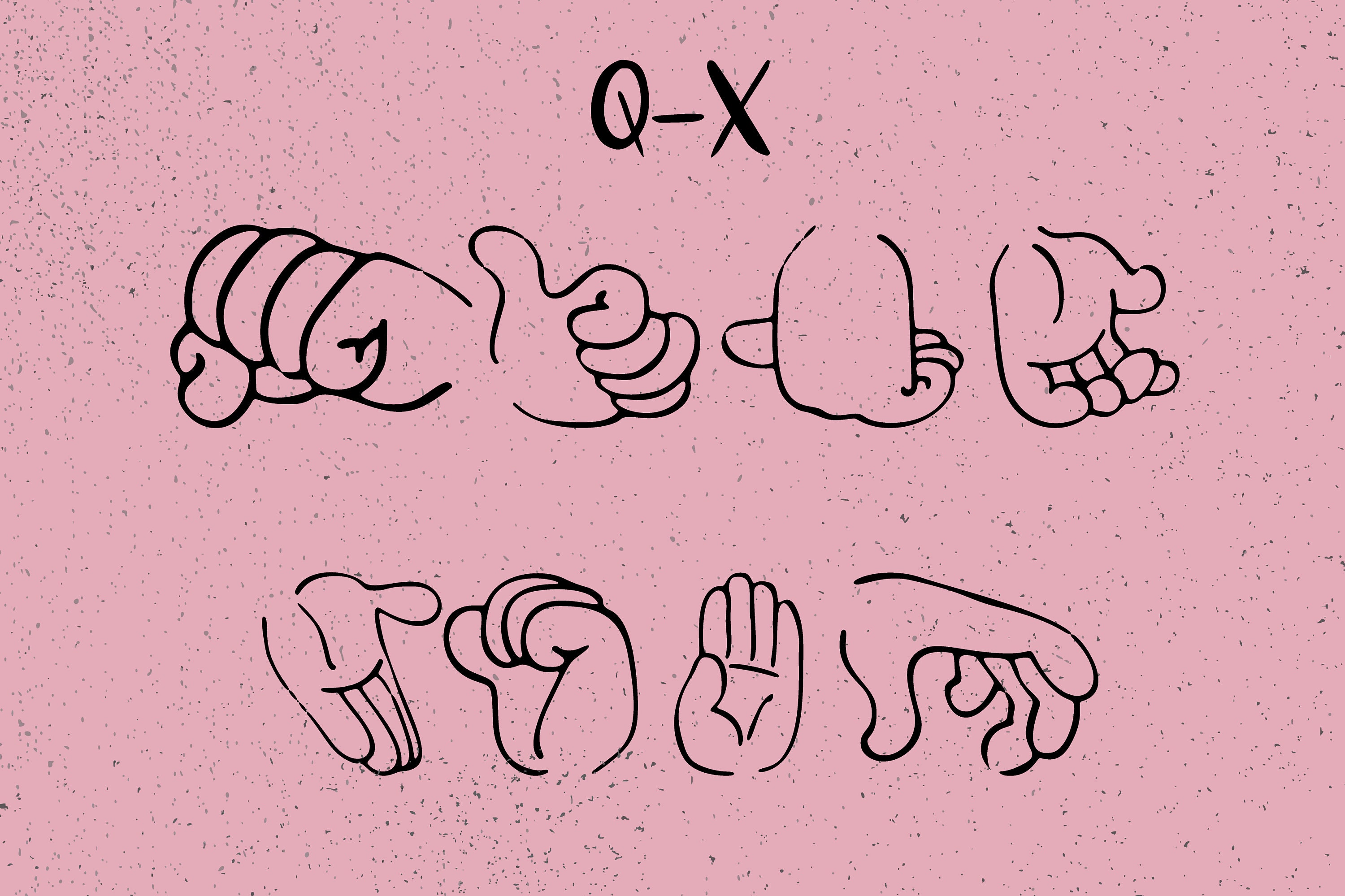 40+ Hands Illustration Cartoon Drawing Style Dingbats Font - Etsy