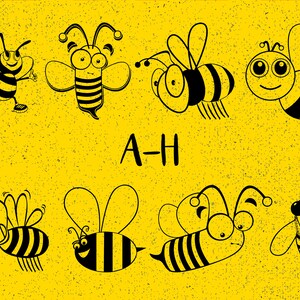 Bee Cute, + 40 Bees Doodles Line Art Illustrations Dingbats Font - Bees ...