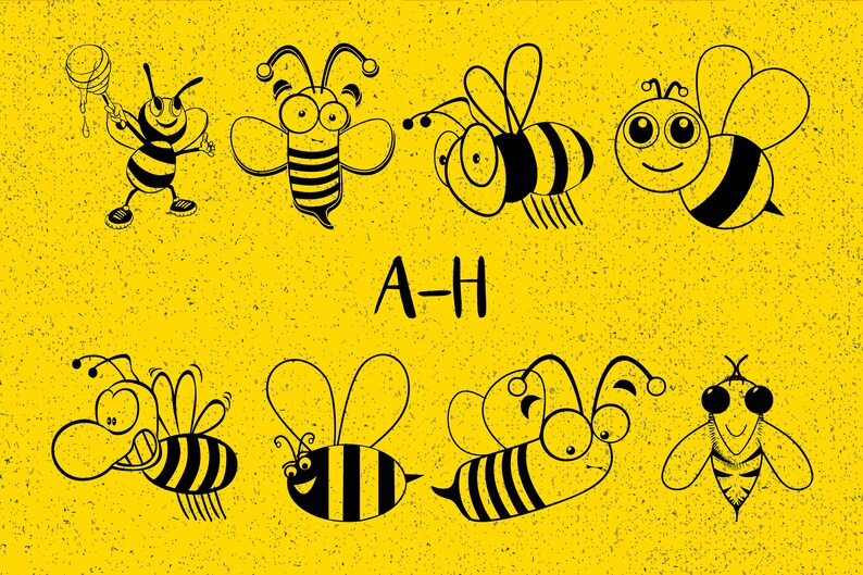 Bee Cute 40 Bees Doodles Line Art Illustrations Dingbats - Etsy