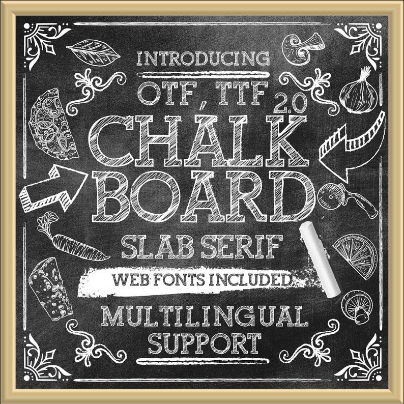 Chalkboard 2.0 Decorative Slab Serif-realistic Chalk Effect Font- School Font -italian ...