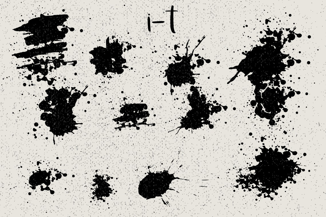 Ink Splashes Dingbats Font: 62 Unique Paint Brushes (digital Download ...