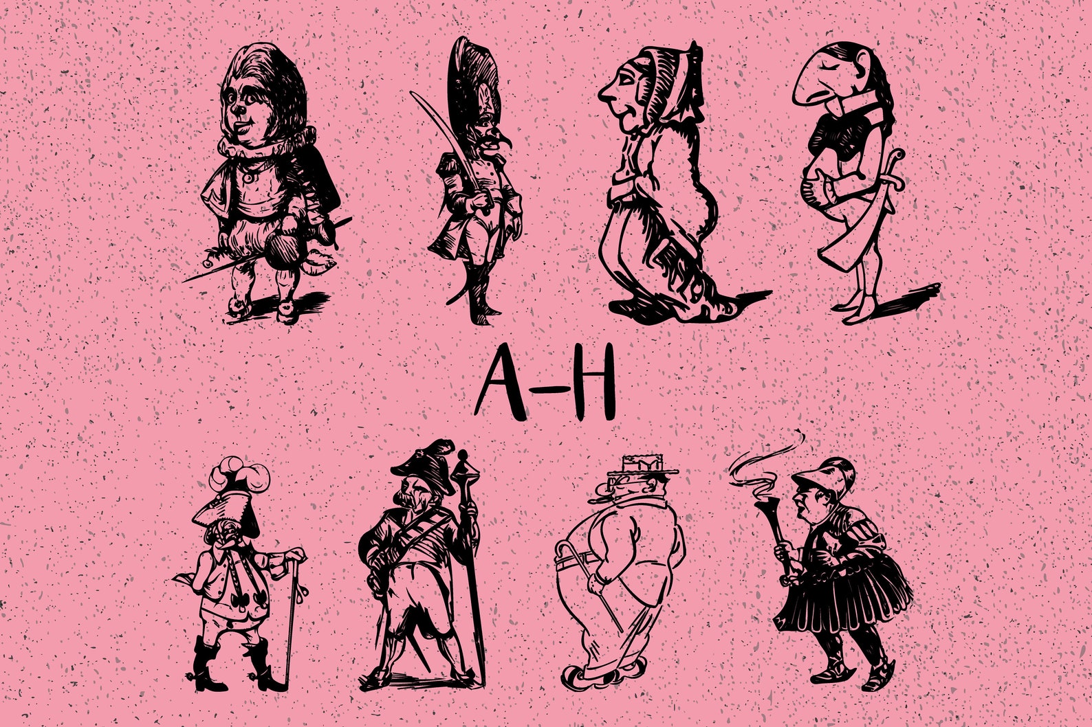 40 Comic Caricature, Cartoon Characters Dingbats Font Cartoon Dingbats ...