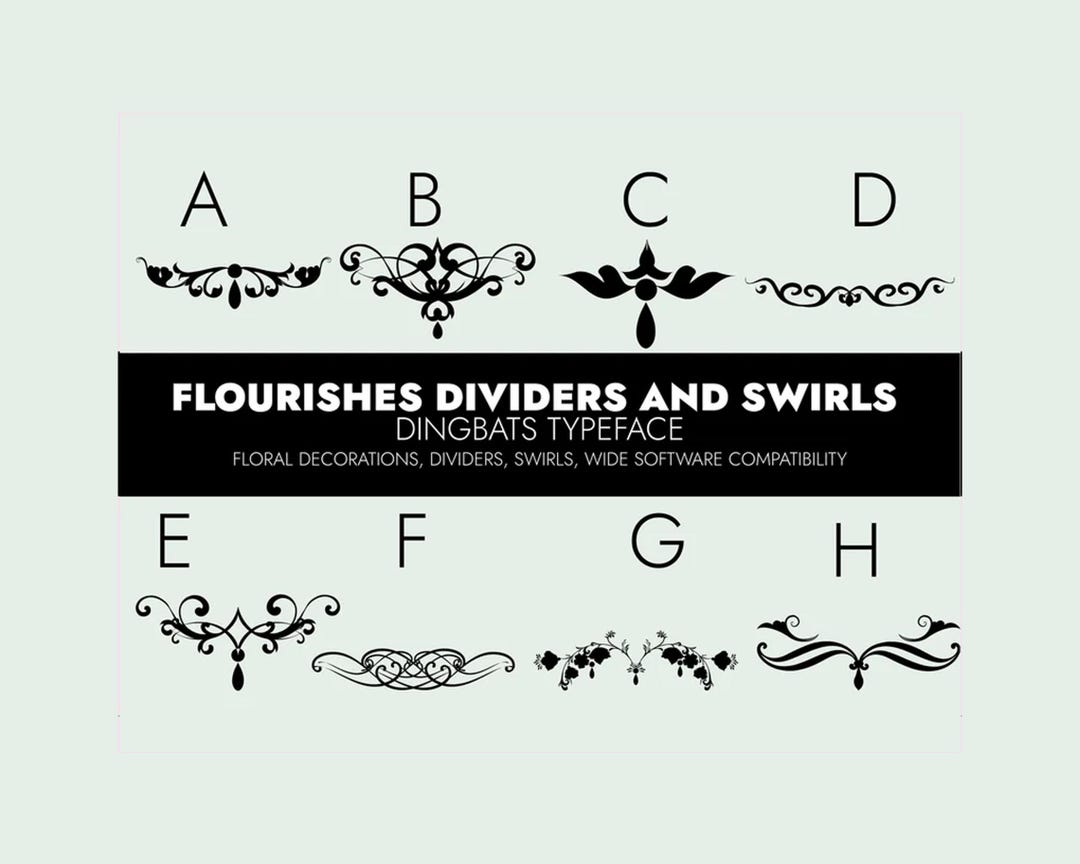 Flourishes Dividers and Swirls Dingbats Font - Etsy