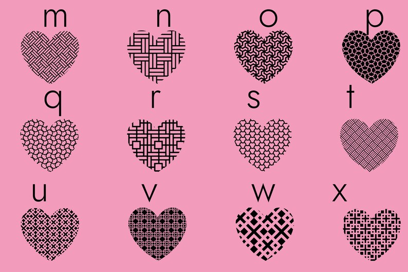 Decorated Hearts Dingbats Font - Love Dingbats - Love Fonts- Romantic ...