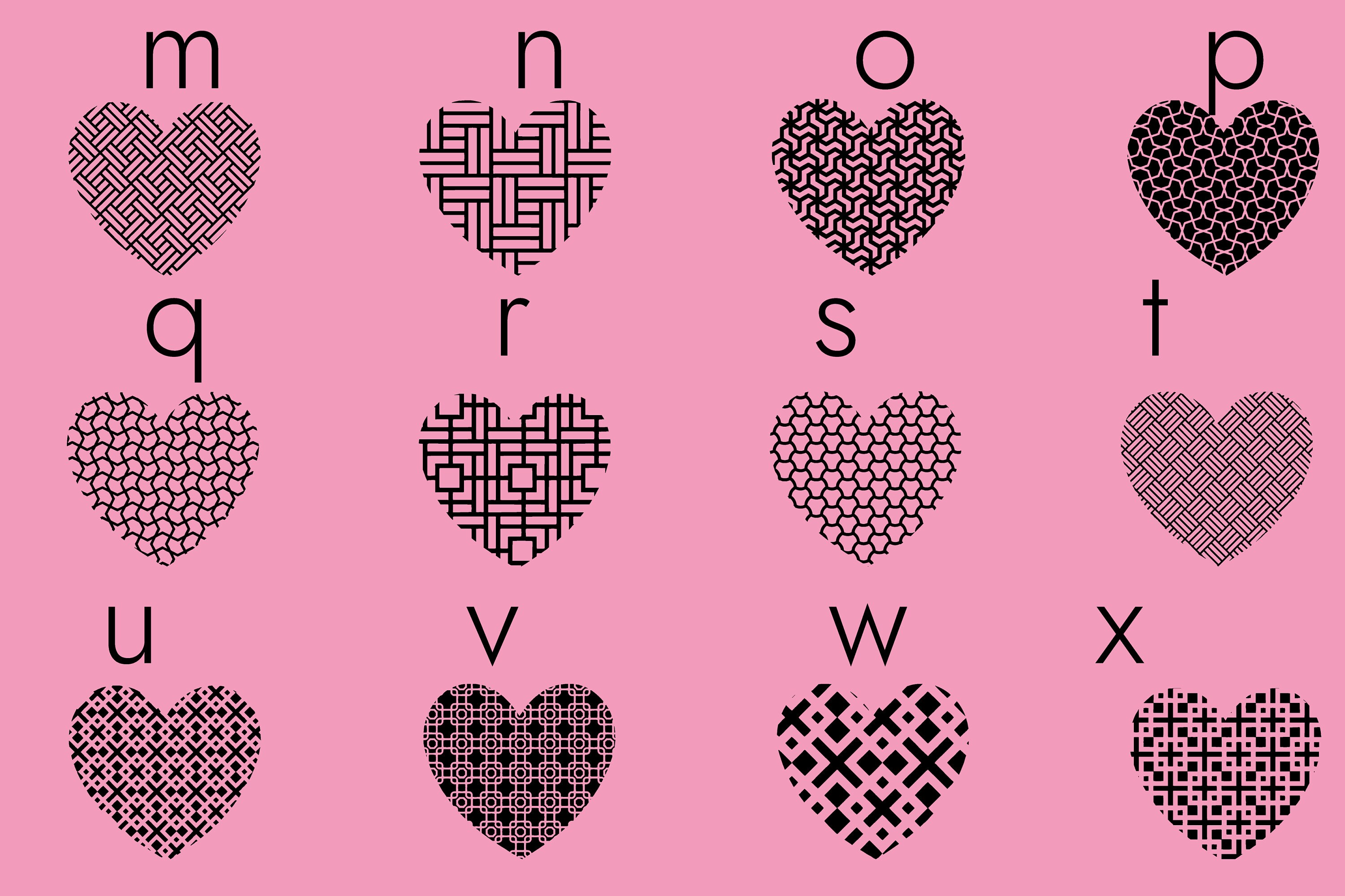 Decorated Hearts Dingbats Font - Love Dingbats - Love Fonts- Romantic ...