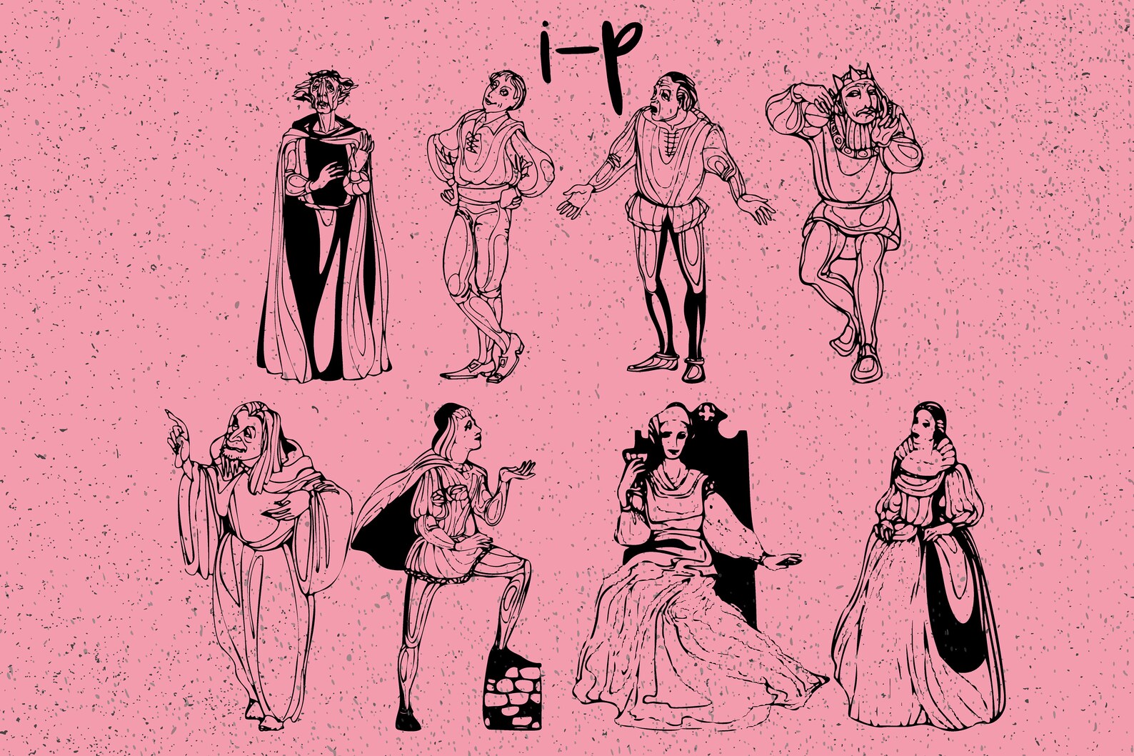 Drama Characters Dingbats Font: People & Caricature Designs - Etsy