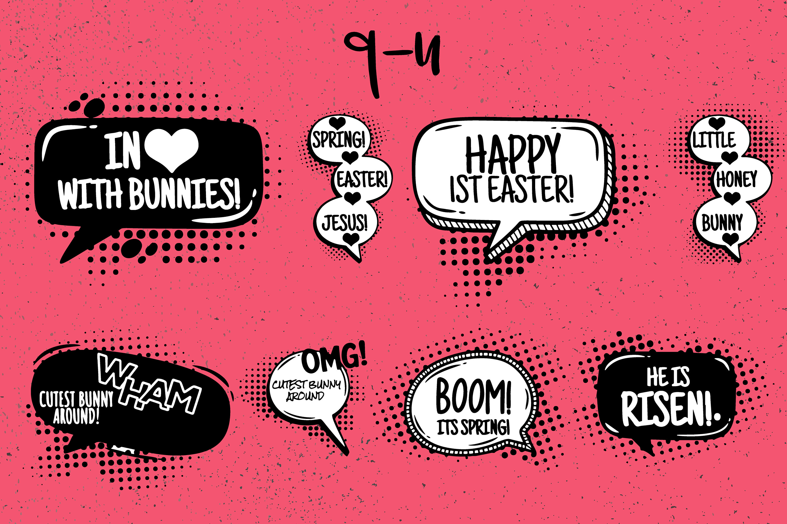 Easter Phrases Speech Bubbles Dingbats Font - Easter Dingbats - Easter Fonts - Easter Phrases ...