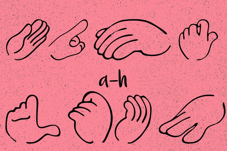 60+ Hands Illustration Cartoon Drawing Style Dingbats Font - Etsy