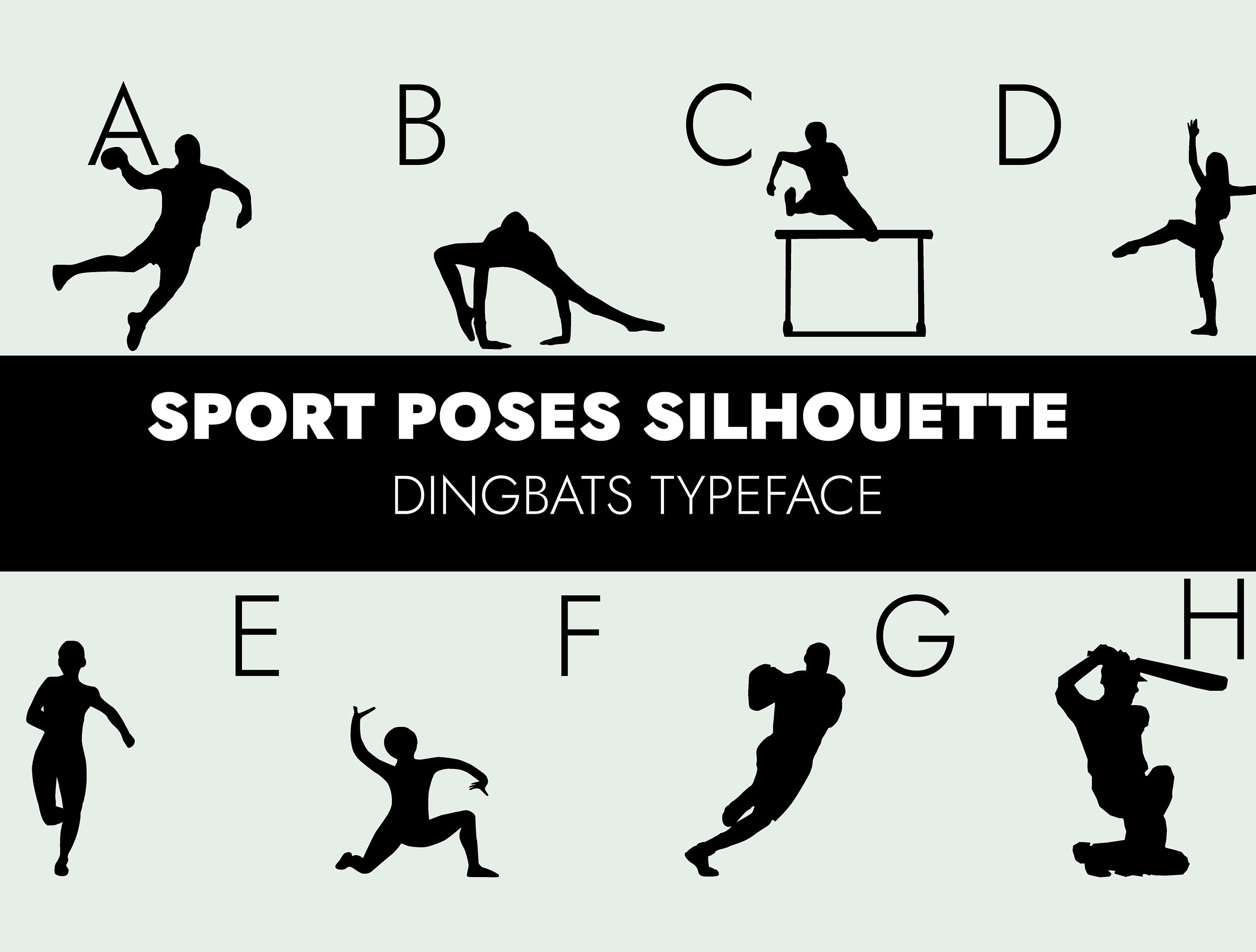 Sport Poses Silhouettes Dingbats Font - Etsy