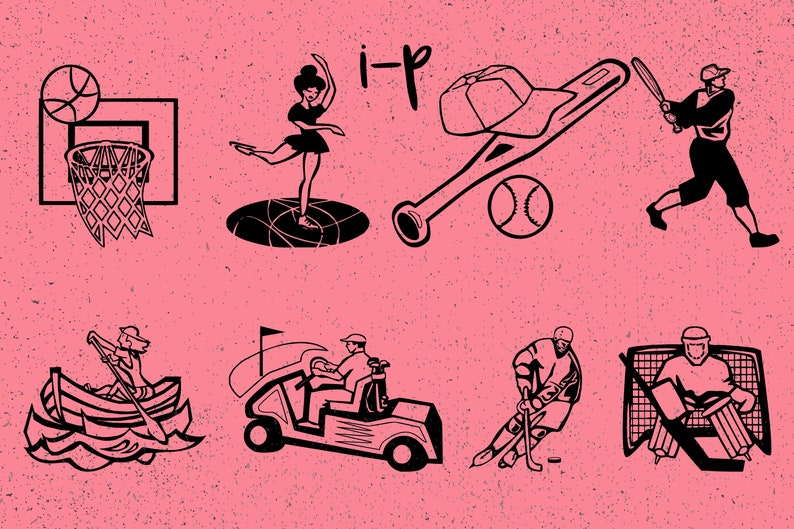 Sports Cartoon Doodles: Vector Clipart Dingbats Font - Etsy