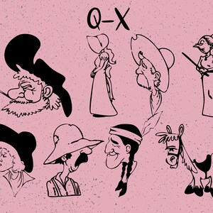 Wild West Cartoon Characters Doodles Dingbats Font - Wild West Cartoons ...