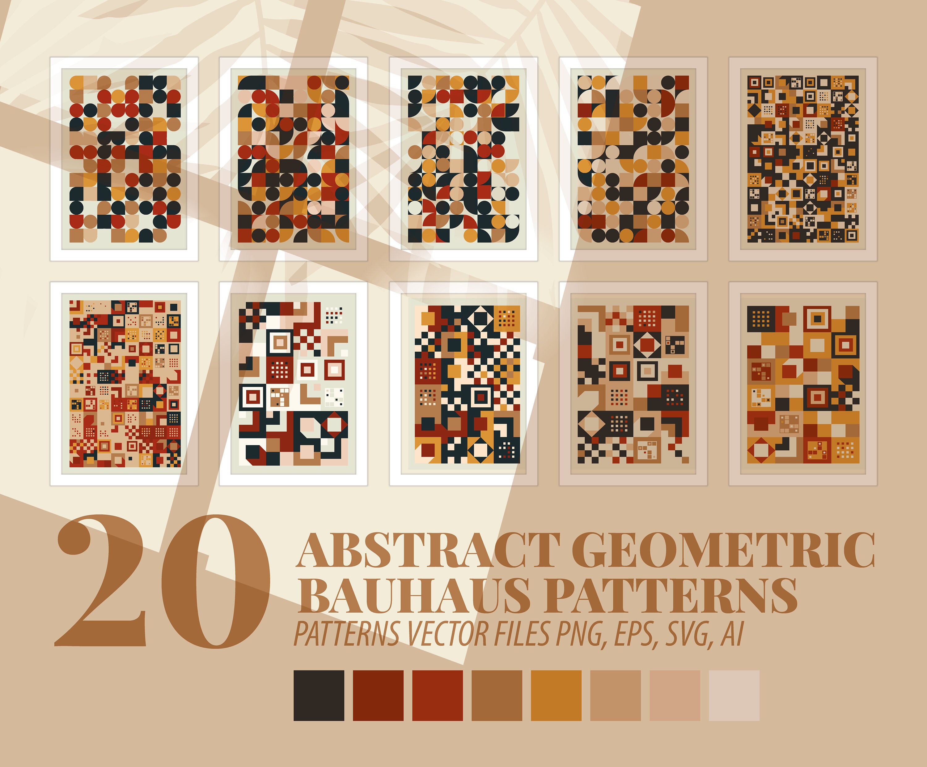 Geometric Patterns Vector Backgrounds, Geometric Bauhaus Shapes Flat ...