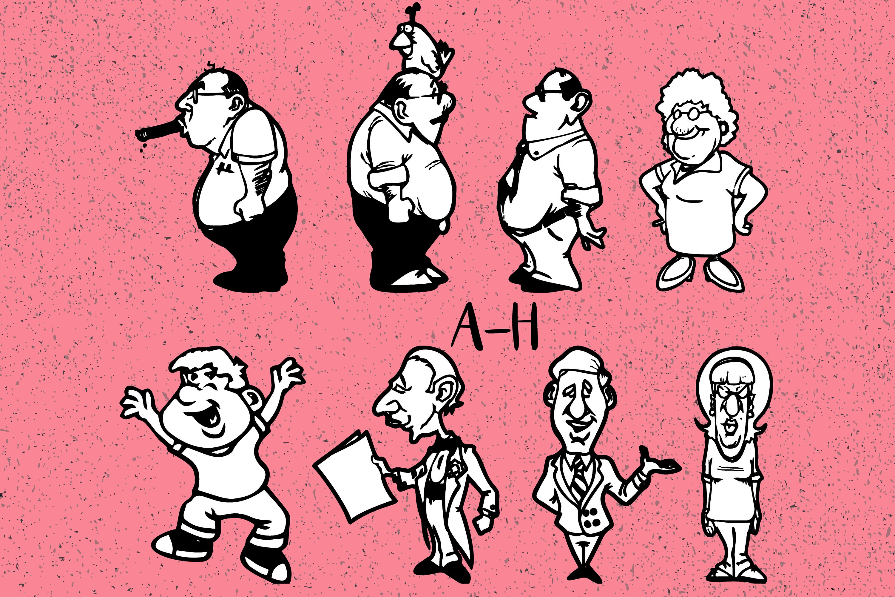 People Cartoons Clipart: Vector Dingbats Font (coloring Pages) - Etsy