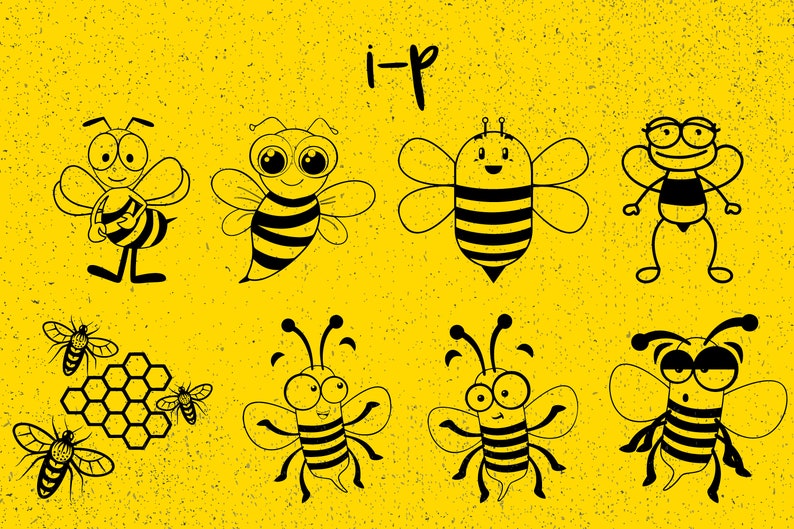 Bee Cute 40 Bees Doodles Line Art Illustrations Dingbats - Etsy