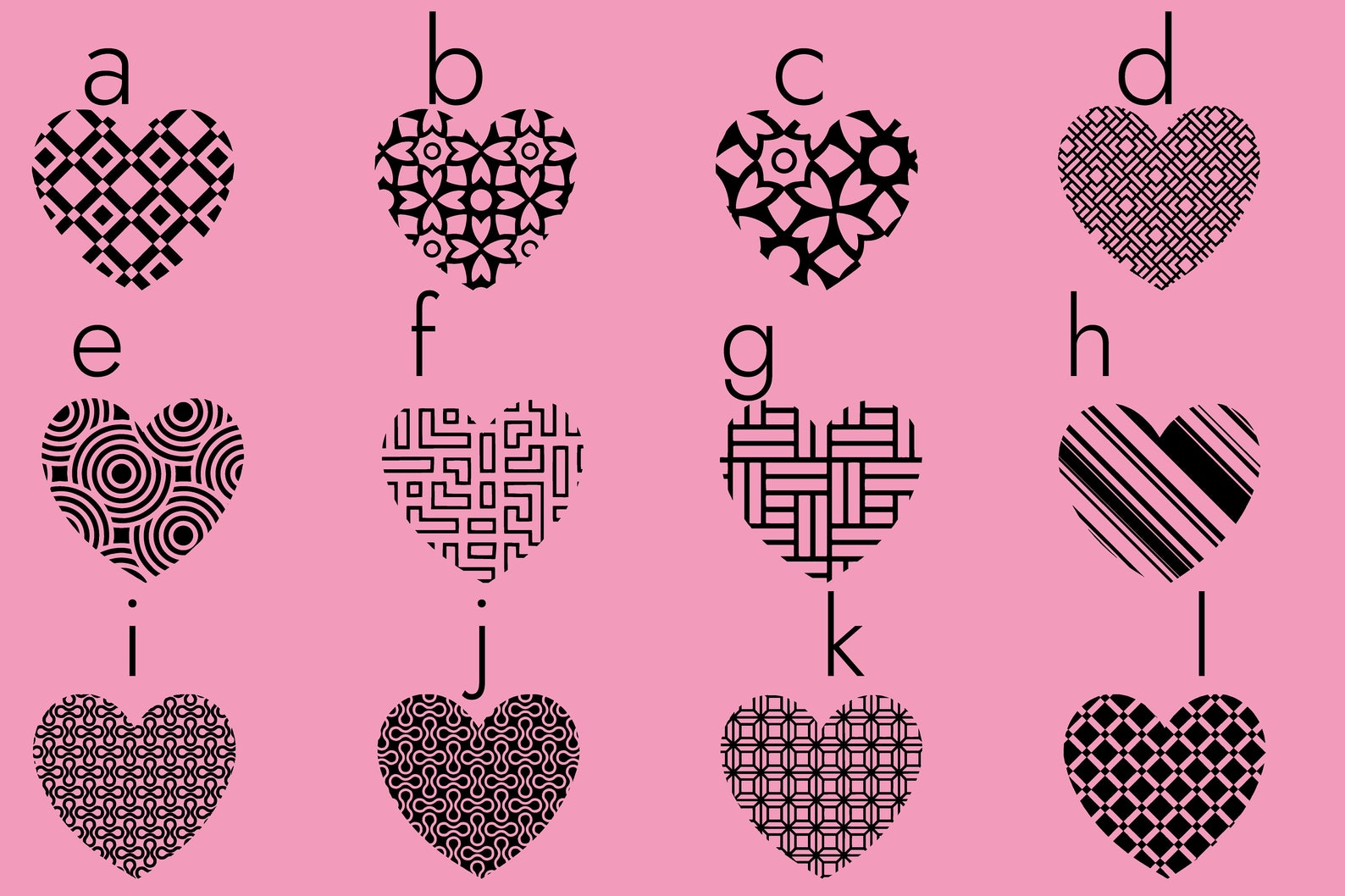 Decorated Hearts Dingbats Font - Love Dingbats - Love Fonts- Romantic ...