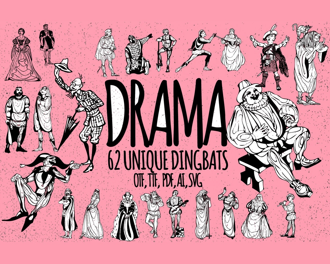 Drama Characters Dingbats Font: People & Caricature Designs - Etsy