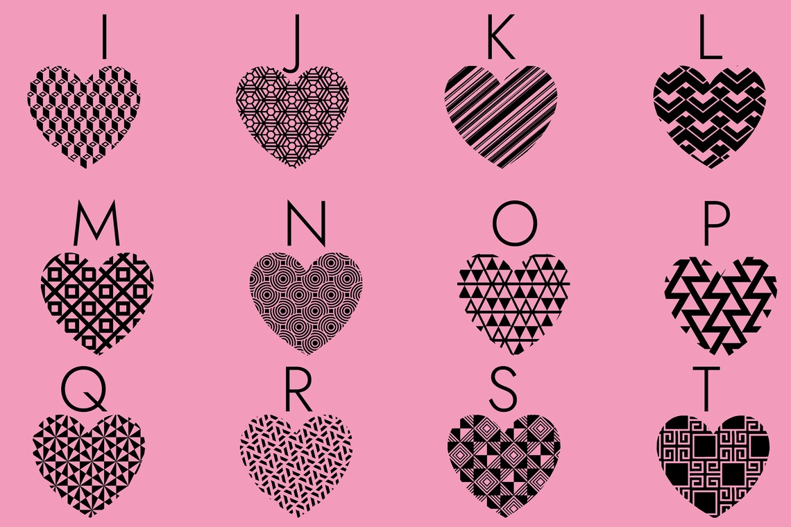 Decorated Hearts Dingbats Font - Love Dingbats - Love Fonts- Romantic ...