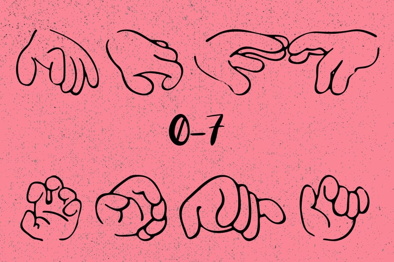 60 Hands Illustration Cartoon Drawing Style Dingbats Font - Etsy