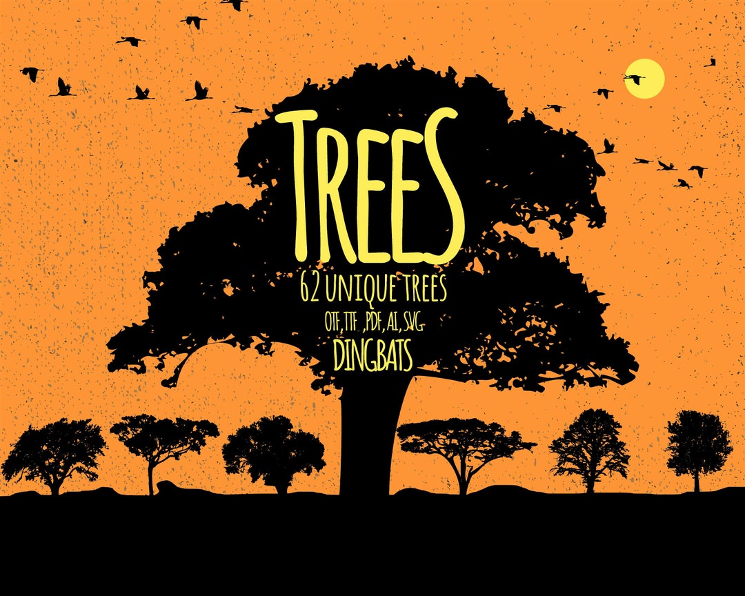 62 Unique Trees Vector Cliparts Dingbats Font - Trees Vectors - Trees ...